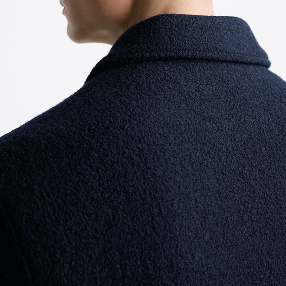 Zara | Jackets & Coats | Zara Boucl Textured Jacket Navy Blue | Poshmark